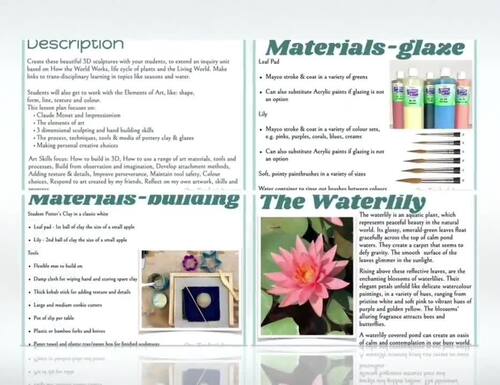 CLAY WATERLILIES art project inspired by Claude Monet lesson for 2nd ...