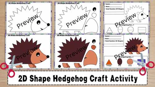 2D Shape Hedgehog Craft | Geometry Cut & Paste Activity | Shape Recognition