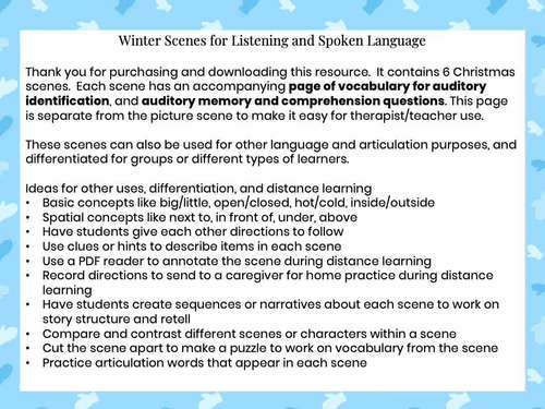 Winter Language Picture Scenes - Open Ended - for Speech & Listening ...