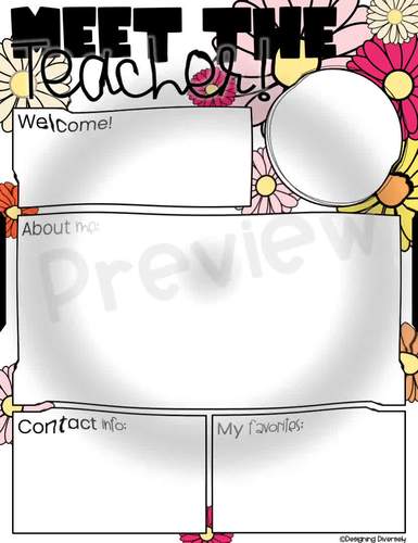 Spring Flowers Daisies Meet the Teacher Back to School Templates | Editable