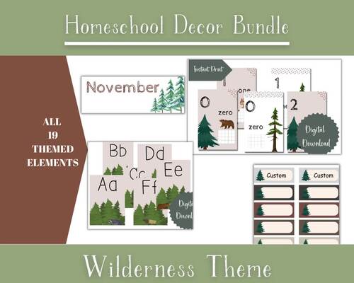 Wilderness Homeschool Decor Bundle, Wilderness Homeschool Calendar