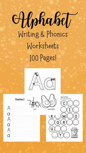 Alphabet Writing & Phonics Practice Pages-100 No-Prep Worksheets!