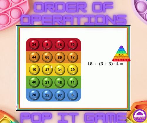 Order of Operations Math Digital Activity | Pop Game by Matemaths