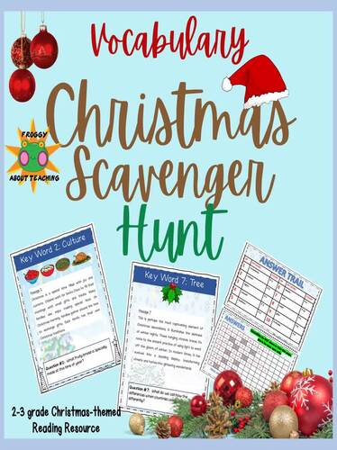 Christmas Scavenger Hunt Christmas Words Vocabulary & Reading Task Cards