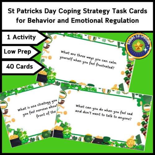 St Patricks Day Coping Strategy Task Cards for Behavior and Emotional ...