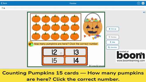 Pumpkin Math Count Pumpkins to 20 – Fall Digital Boom Cards | TPT