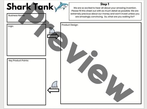 Shark Tank Middle School Activities ELA, Drama, Media Class or Cover Work