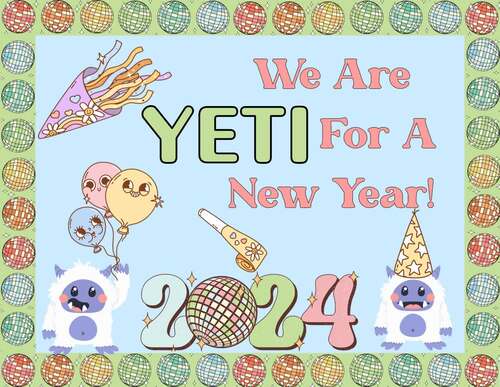 Yeti New Year Bulletin Board by Cindy's Treasures | TPT