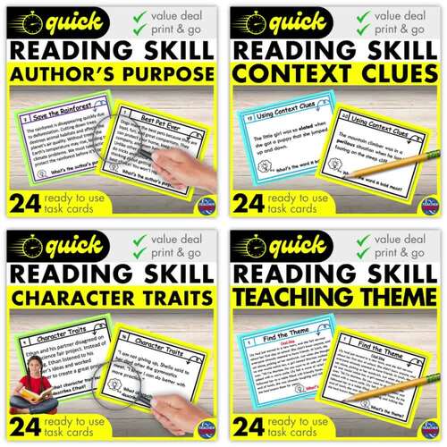 Reading Skills Task Card Bundle Reading Comprehension Tasks Activities ...