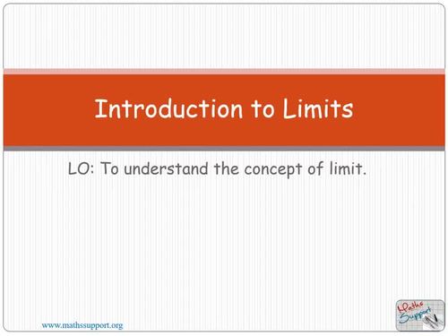 Introduction to the concept of limits by Maths Support Centre | TPT