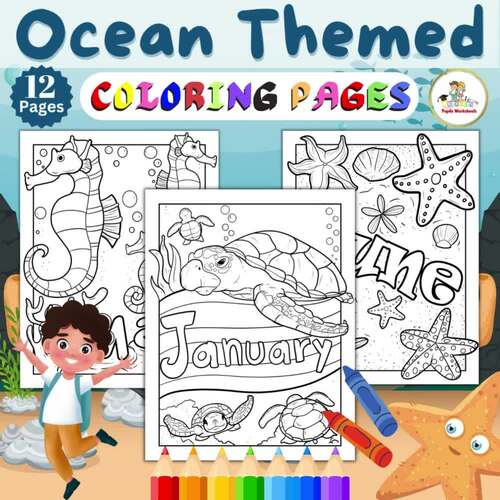Ocean Theme Coloring Page I Ocean Animals Theme I Printable Fun Activity