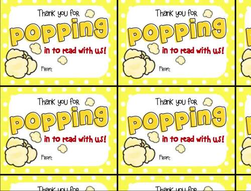 Popcorn Guest Reader Appreciation Gift Tag- Thank you for popping in to ...