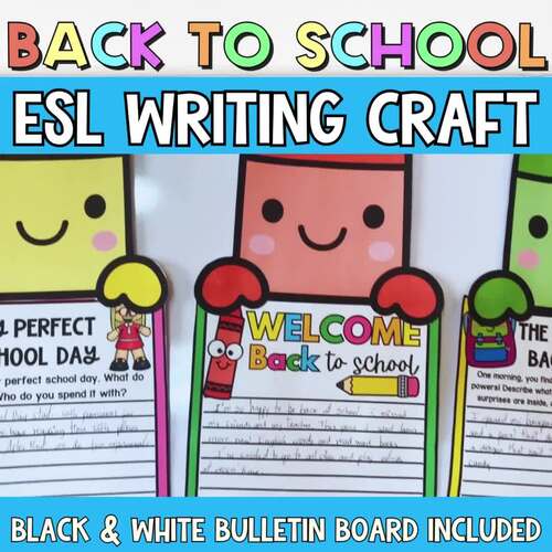 ESL Back to School Writing Craft–Bulletin Board Banner-Pennants for 2nd ...