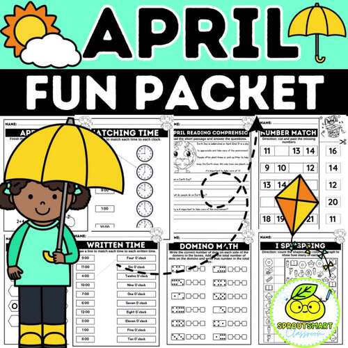 April Fun Busy Work Packet 1st grade Morning Worksheets| Spring Activities