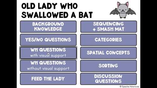 Old Lady Who Swallowed a Bat Book Companion Boom Cards by Speechie ...