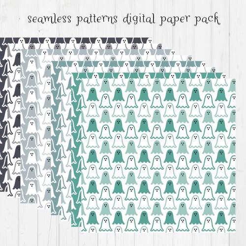 Ghosts Paper Pack, Neutral Colours & White Seamless Pattern | TPT