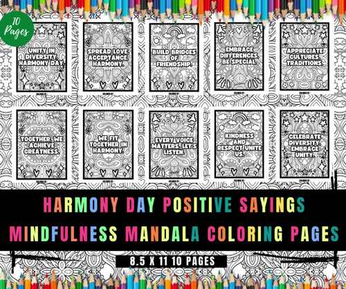 Harmony Day Craft Positive Sayings & Mindset Growth Colouring Pages, No ...