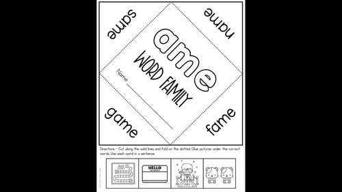 Phonics Long Vowel Word Family Foldables by et cetera Primary Goods