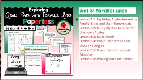 Exploring Angle Pair Relationships Parallel Lines Transversal Digital ...