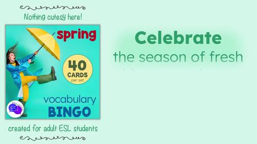Spring Vocabulary Bingo for Adult ESL (Beginner–Low Intermediate)