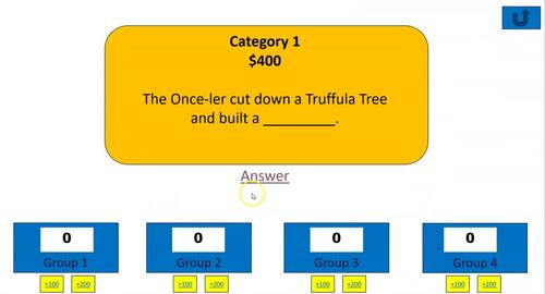 Earth Day: The Lorax Book by Dr. Seuss Jeopardy Activity by Reading ...