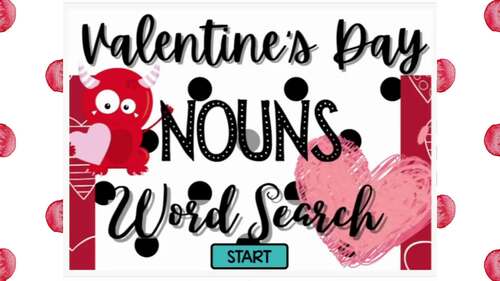 VALENTINE'S DAY THEME NOUNS: Nouns Word Search 16 BOOM CARDS | TPT