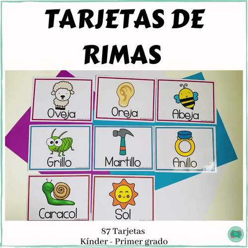 Tarjetas de Rimas | Rhyming Flash cards In Spanish by Joyfully Dual
