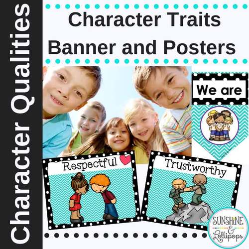Character Education Traits and Posters Pastel Chevron and Yellow