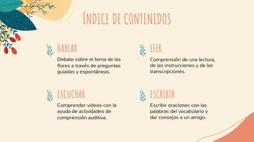 El Mundo de las Flores (Práctica integral en español). | TPT