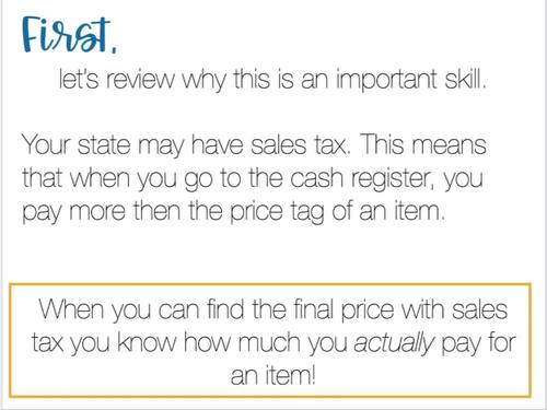 Sales Tax Digital Distance Learning Lesson by the small but mighty teacher