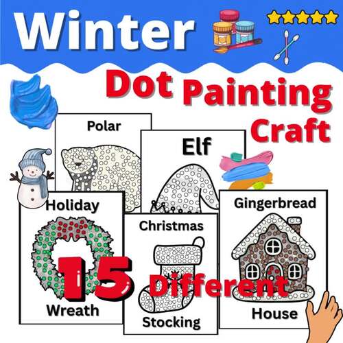 Winter Q Tip Painting Dot Craft Art Christmas Snow Theme by DadsDesigns