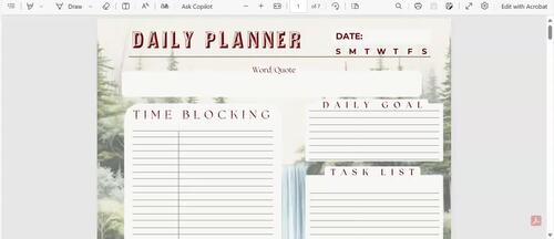 7-Page Wood and Water Planner | Focused Daily, Weekly, and Monthly Planning