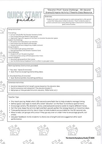 Elevator Pitch Scene Challenge – 30-Second Drama & Improv Activity ...