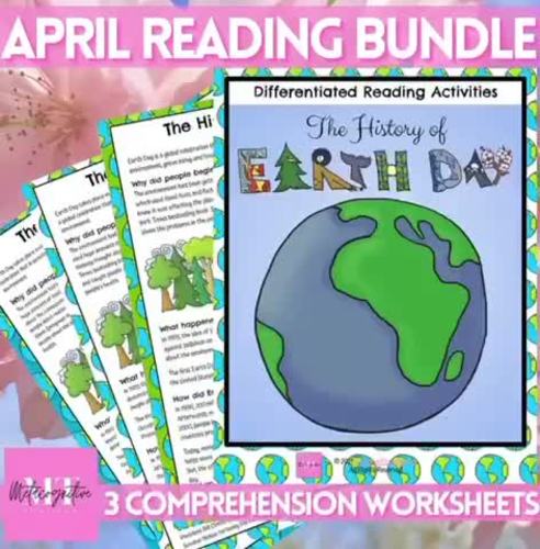 April Theme Reading Comprehension Worksheet Bundle by Metacognitive Teacher