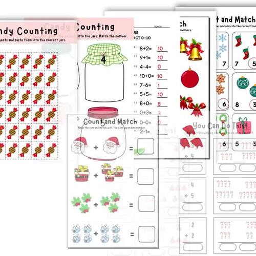 Christmas Preschool Math Activities Counting, Matching, Number ...