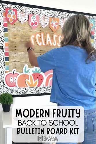 Modern Fruity Bulletin Board, Posters, A-Z Letters, and Door Decor Kits ...