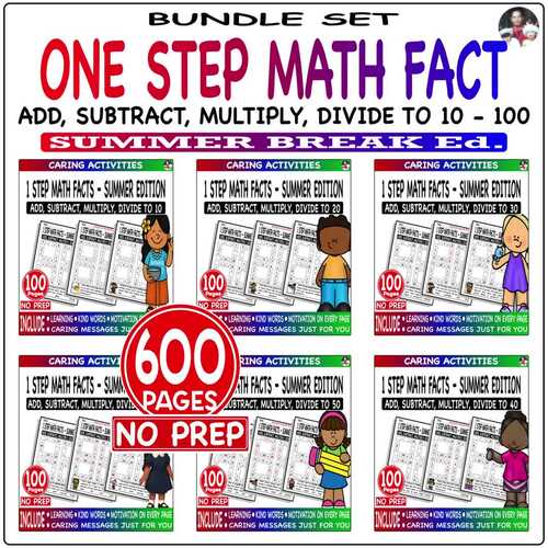 1-Step Add, Subtract, Multiply, Division to 10 - 100 Bundle set ...