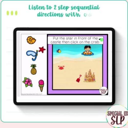 2-Step Sequential Directions | Summer Theme I Prepositions I Boom Cards™
