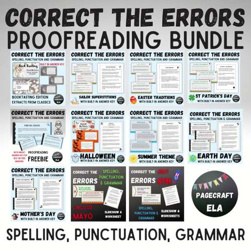 Proofreading Passages BUNDLE (Correct the Spelling Punctuation Grammar ...