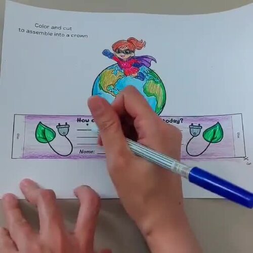Earth Day Headband Hat Paper Crown Craft | Writing & Coloring Activity ...