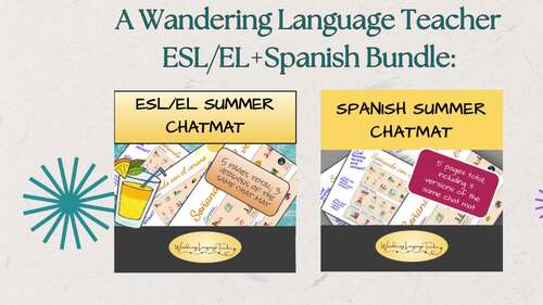 ESL+Spanish Summertime Chat Mat El Verano Dreaming of Summer Speaking ...