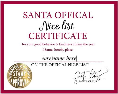 Santa Nice List editable PDF, christmas printable by Okien Studio