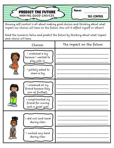 Impulse Control Activities Worksheets For Elementary Students