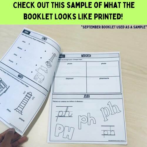 French Daily Phonics Activity Booklet -May - le son th, elle | TPT