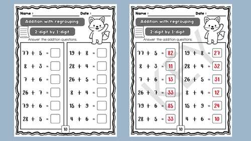 Addition 2 Digit by 1 Digit with Regrouping Worksheets | Horizontal ...