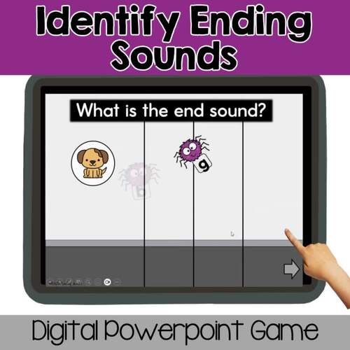 Spider Ending Sound Identification Digital Phonics Game by Emily Ames