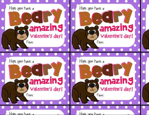 Cute Bear Valentine's Day Gift Tag- Hope you have a Beary amazing ...