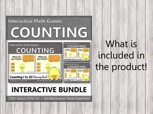Counting to 5, 10 and 20 Interactive Math Games Bundle {Dancing Chick}
