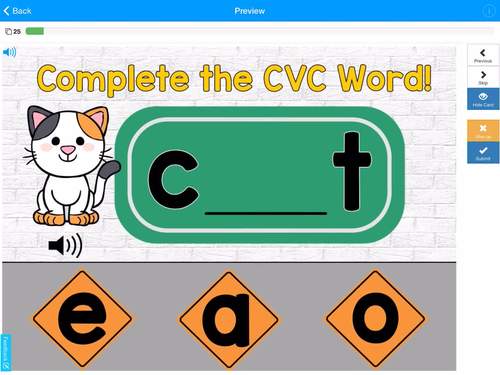 CVC Word Construction (middle sounds) with Boom Cards by Creative ...