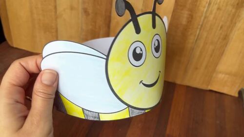 Bee paper crown, color, cut and paste craft, bee paper hat, bee themed ...